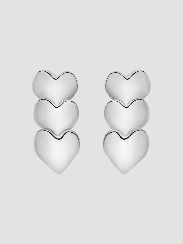 Oscar De La Renta Silvertone Heart Clip-on Drop Earrings