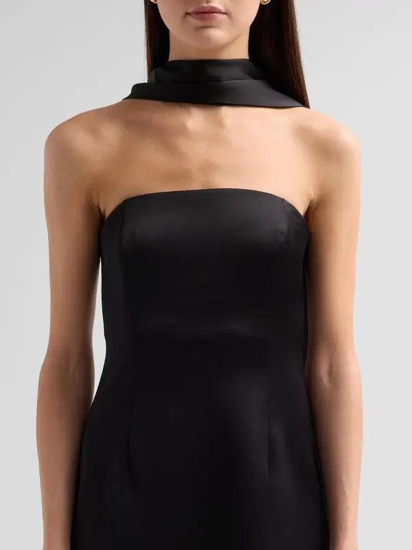 Ramy Brook Karma Satin Scarf Gown - Black