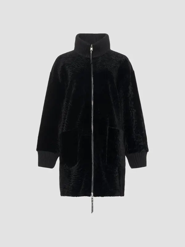 Gorski Reversible Textured Shearling Lamb Jacket - Black