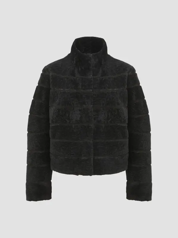 Gorski Reversible Textured Shearling Lamb Jacket - Black