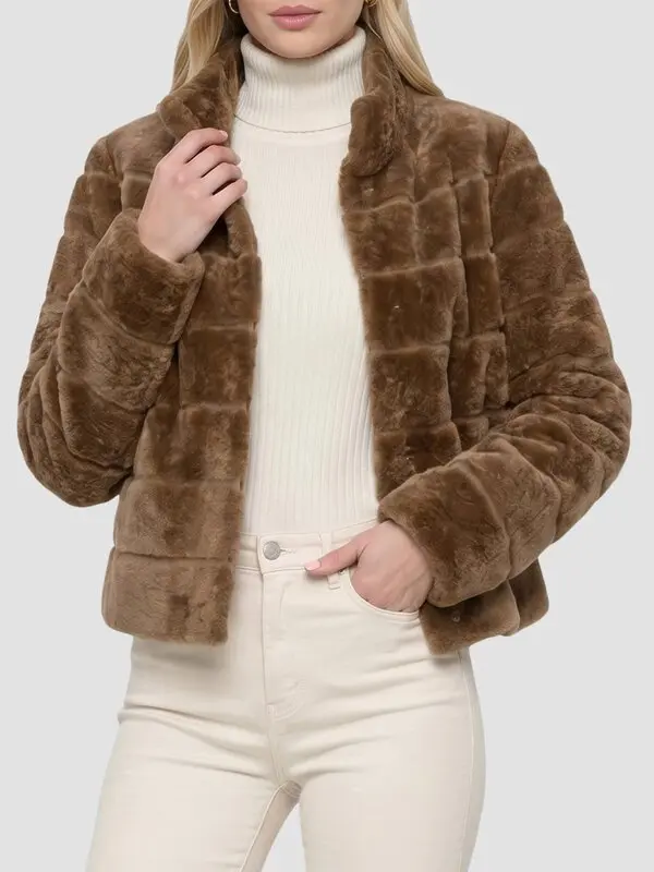 Gorski Reversible Textured Shearling Lamb Jacket - Camel