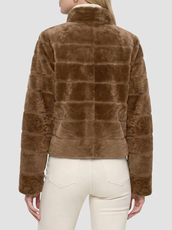 Gorski Reversible Textured Shearling Lamb Jacket - Camel