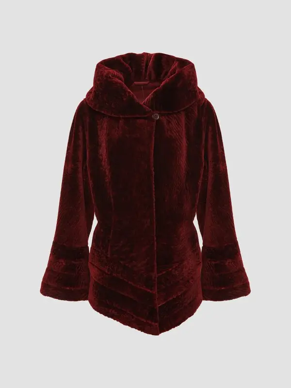 Gorski Reversible Textured Shearling Lamb Jacket - Wine