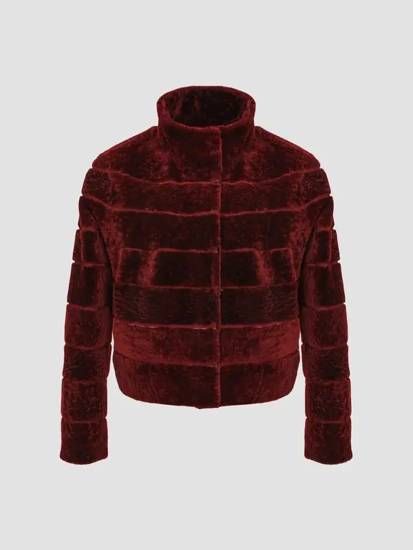 Gorski Reversible Textured Shearling Lamb Jacket - Wine