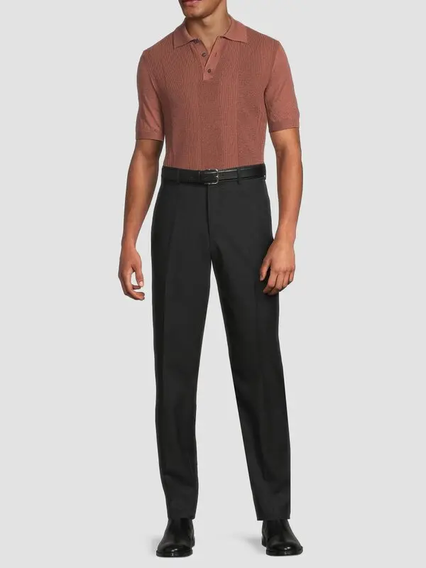 Isaia Basic Extended-tab Wool Trousers - Charcoal