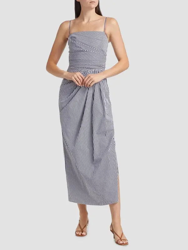 Adam Lippes Cari Stripe Poplin Midi-dress