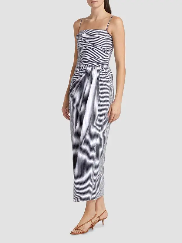 Adam Lippes Cari Stripe Poplin Midi-dress