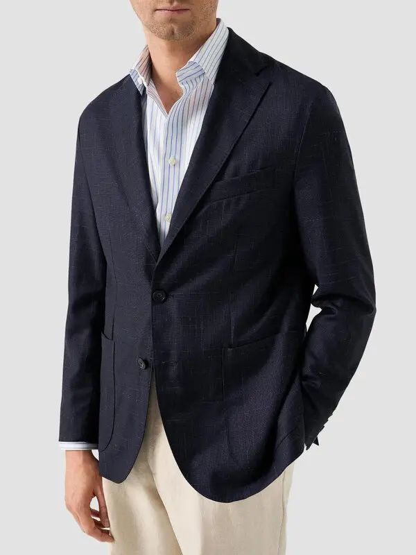 Eton Brushed-plaid Wool-silk Jacket