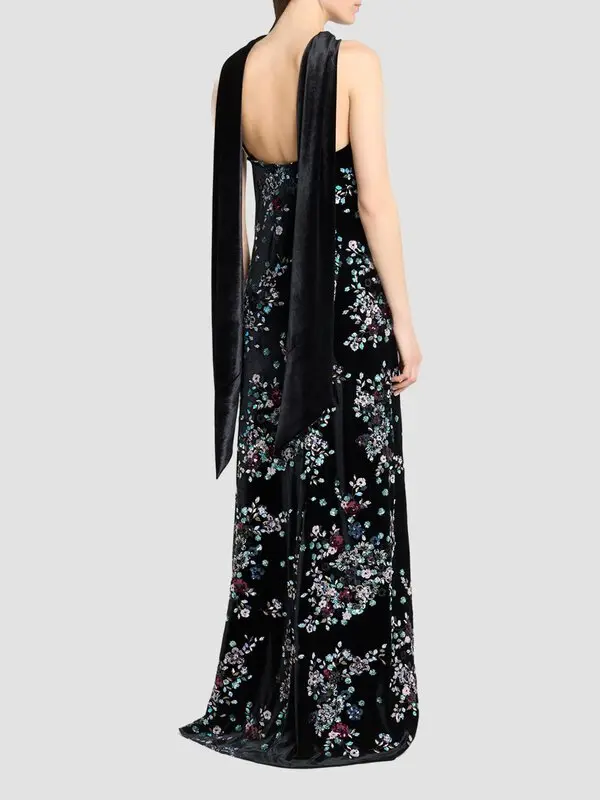 Talbot Runhof Sequin Bloom Velvet Gown