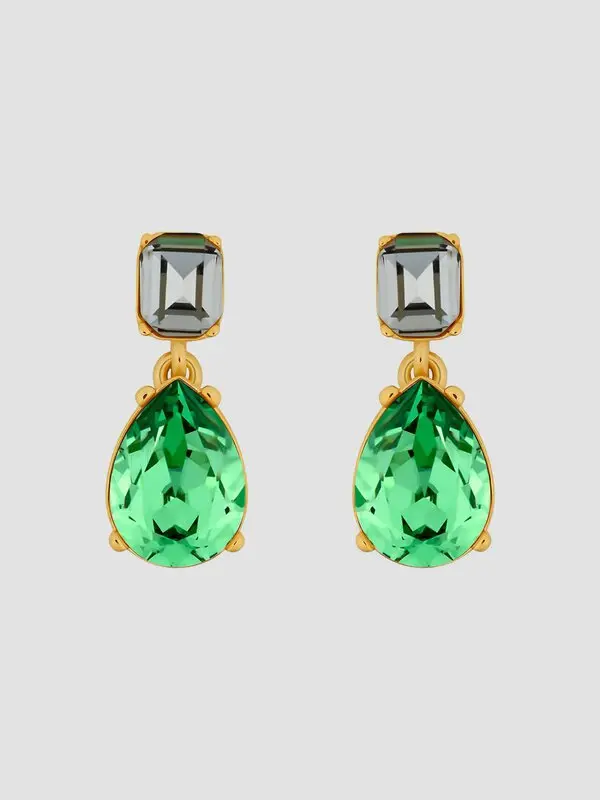 Oscar De La Renta 24k-gold-plated & Glass Crystal Drop Earrings - Peridot