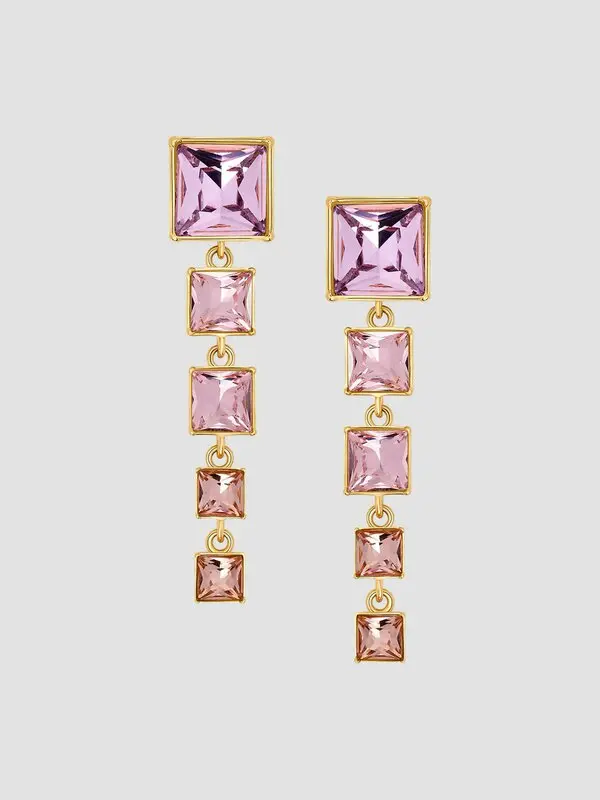 Oscar De La Renta 24k-gold-plated & Glass Crystal Drop Earrings - Violet