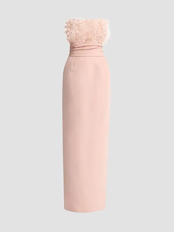 Oscar De La Renta Point D'esprit Strapless Column Gown - Blush