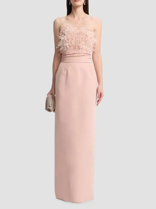 Oscar De La Renta Point D'esprit Strapless Column Gown