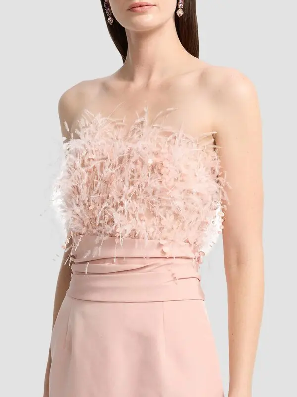 Oscar De La Renta Point D'esprit Strapless Column Gown