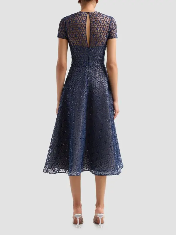 Naeem Khan Floral Corded A-line Cocktail Dress