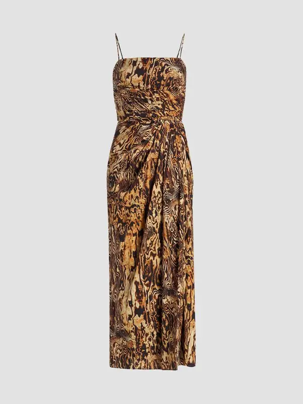 Adam Lippes Cari Printed Stretch-cotton Poplin Midi-dress