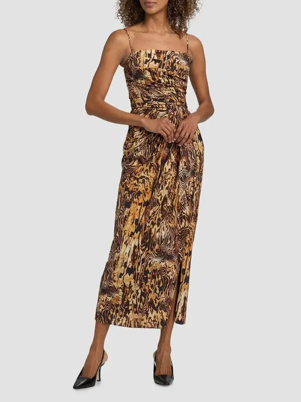 Adam Lippes Cari Printed Stretch-cotton Poplin Midi-dress