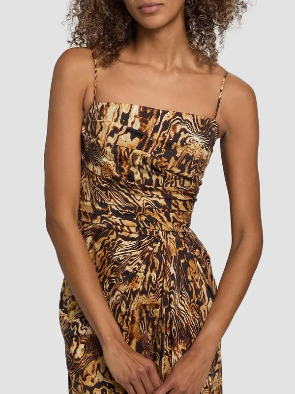 Adam Lippes Cari Printed Stretch-cotton Poplin Midi-dress