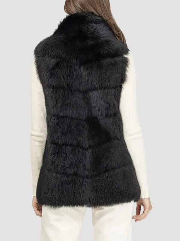 Gorski Reversible Merinillo Shearling Lamb Vest - Black