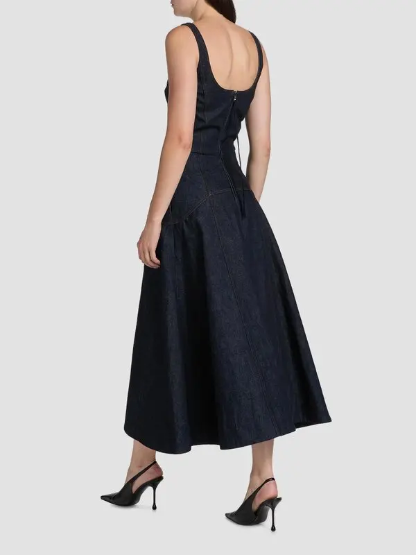 Adam Lippes Veda Scoopneck Denim Midi-dress