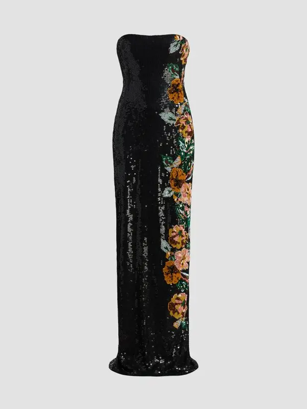 Prabal Gurung Shalom Floral Sequined Strapless Gown