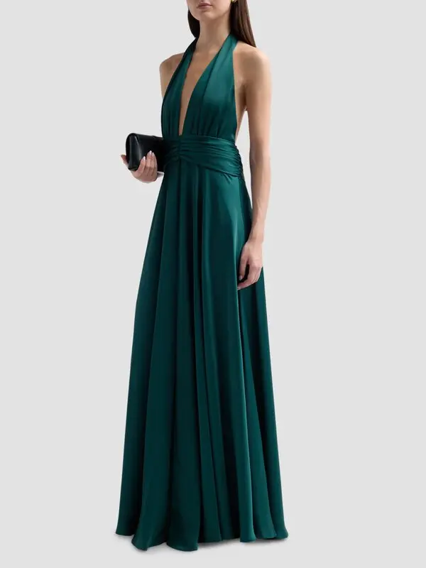 Ramy Brook Jasmine Backless Plunging Halter Gown
