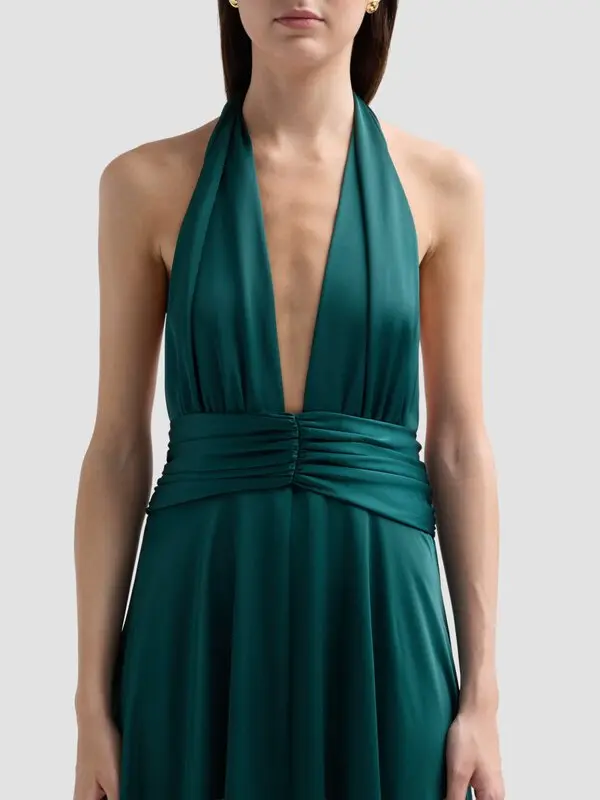 Ramy Brook Jasmine Backless Plunging Halter Gown