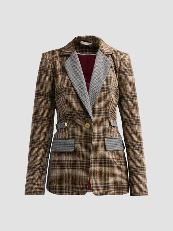 Ramy Brook Bianca Combo Plaid Blazer