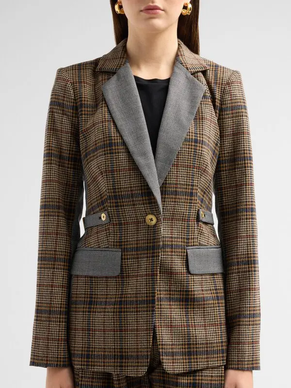 Ramy Brook Bianca Combo Plaid Blazer