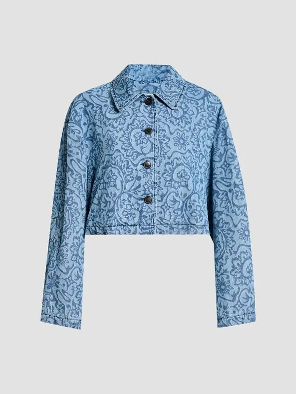 Dries Van Noten Vondero Floral Denim Jacket - Blue