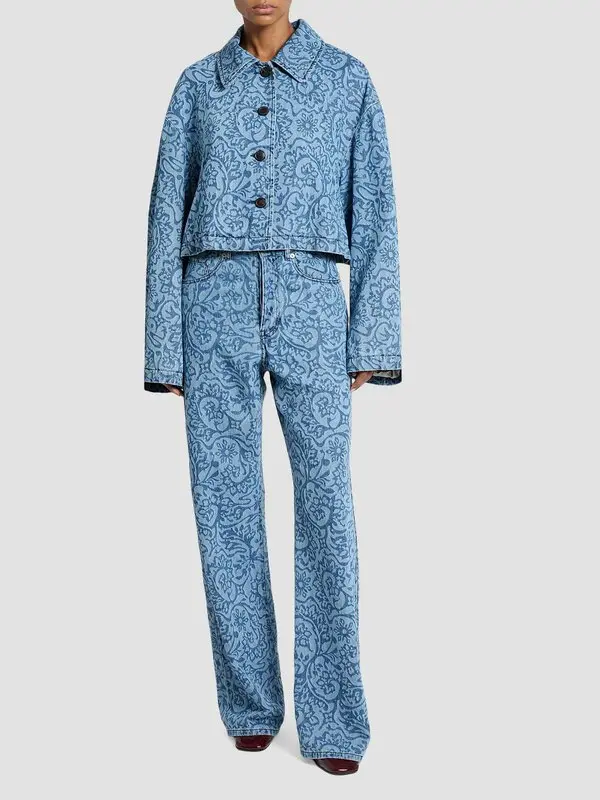 Dries Van Noten Vondero Floral Denim Jacket - Blue