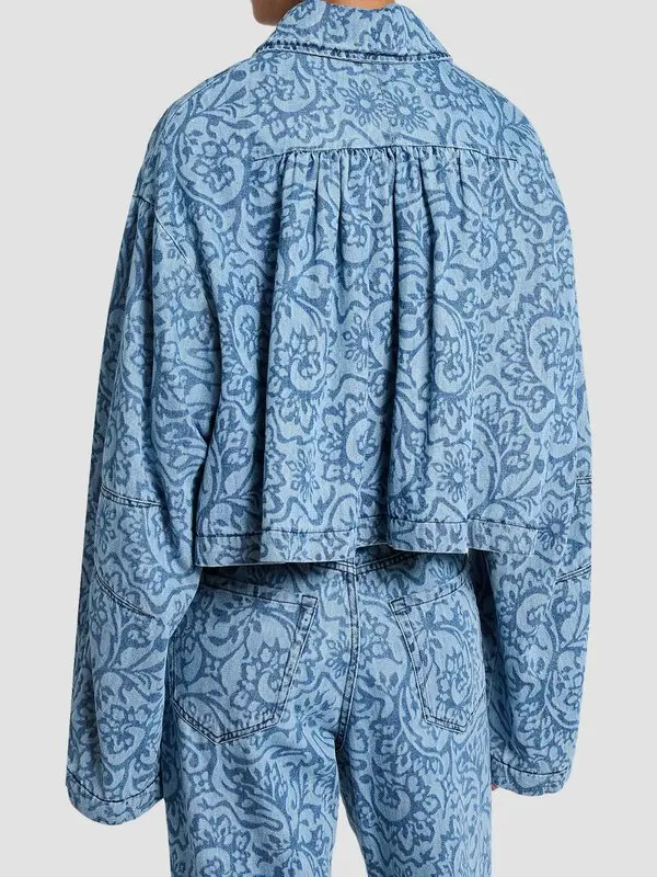 Dries Van Noten Vondero Floral Denim Jacket - Blue