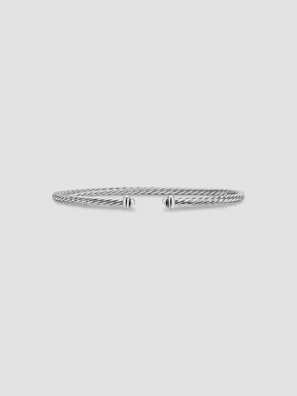 David Yurman Micro Cable Flex Bracelet In Sterling 2.6mm