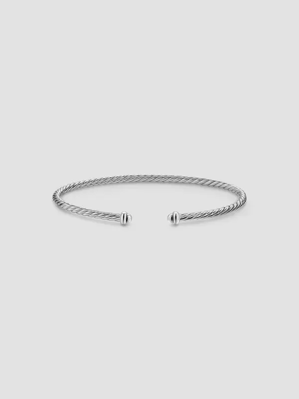 David Yurman Micro Cable Flex Bracelet In Sterling 2.6mm