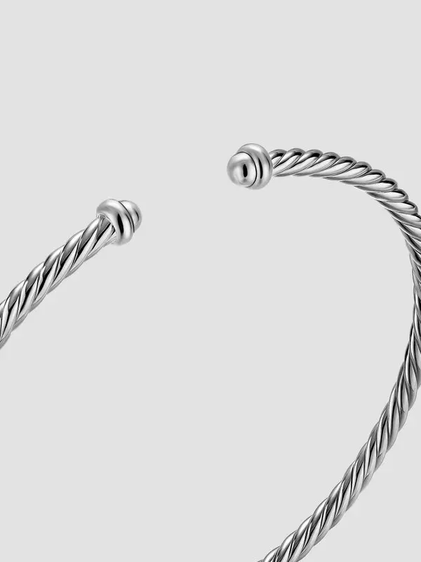 David Yurman Micro Cable Flex Bracelet In Sterling 2.6mm
