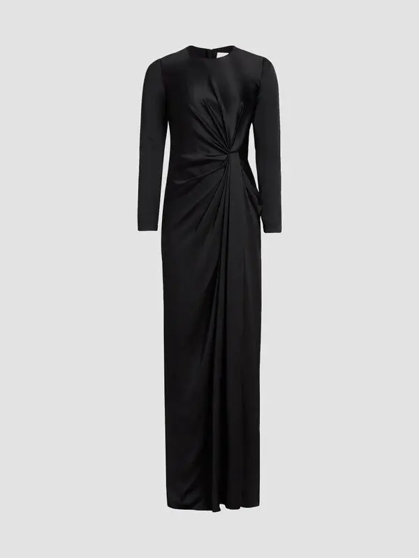 Adam Lippes Salome Draped Silk Charmeuse Gown - Black