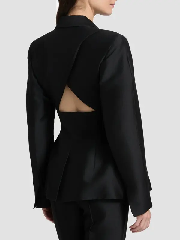 Prabal Gurung Sculpted Silk-wool Double-breasted Blazer