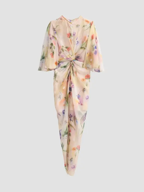 Prabal Gurung Flutter-sleeve Twist-front Maxi Dress