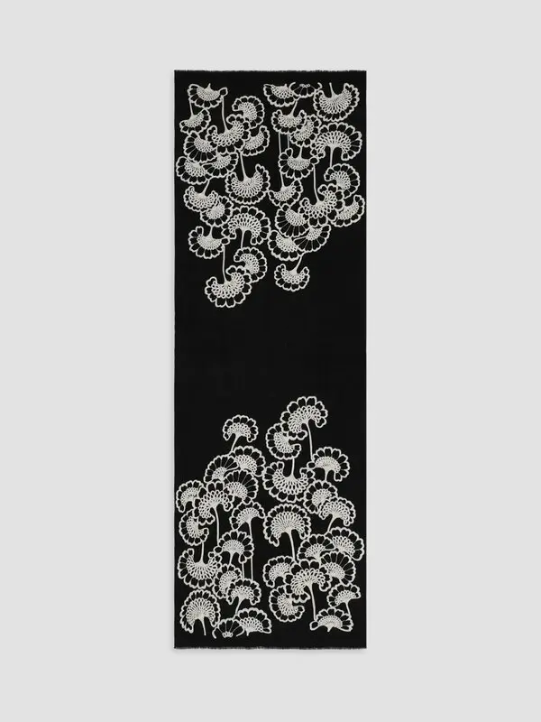 Janavi Embroidered Merino Wool Scarf