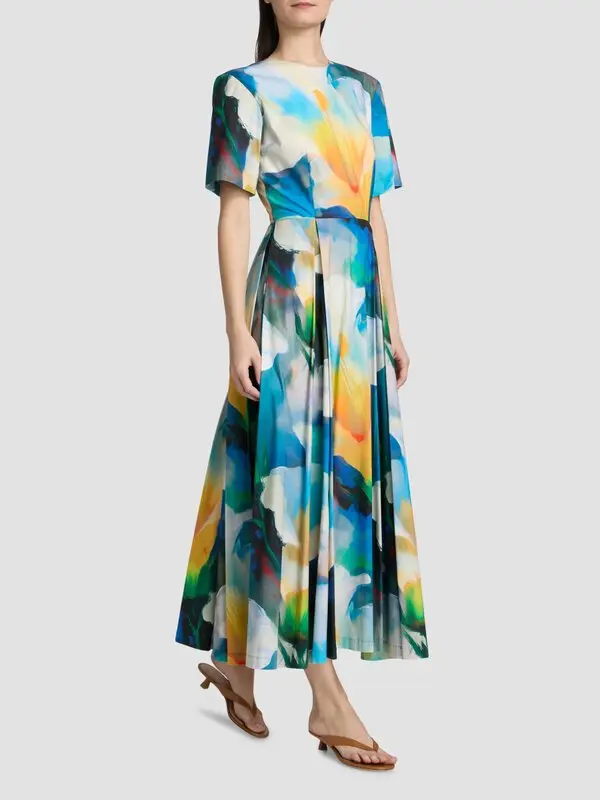 Prabal Gurung Abstract Floral Pleated Cocktail Dress