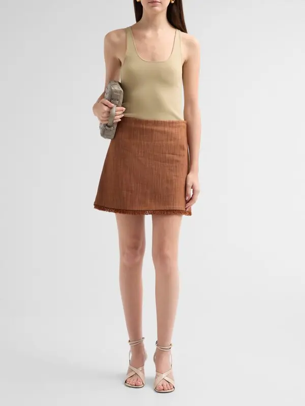 Prabal Gurung Denim Fringe Miniskirt