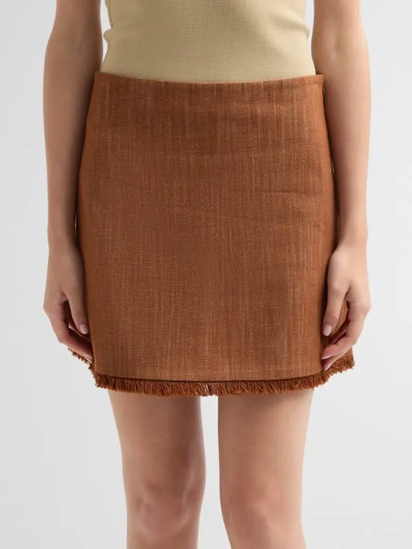Prabal Gurung Denim Fringe Miniskirt