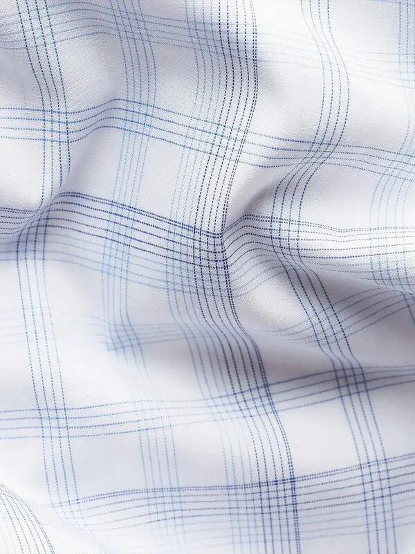 Eton Plaid Cotton Poplin Contemporary-fit Shirt - Light Blue