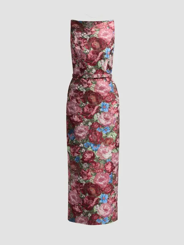 Adam Lippes Sarita Floral-jacquard Column Midi Dress - Ruby Floral