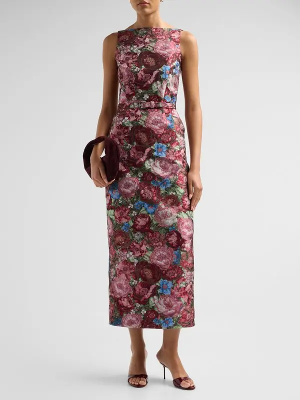 Adam Lippes Sarita Floral-jacquard Column Midi Dress