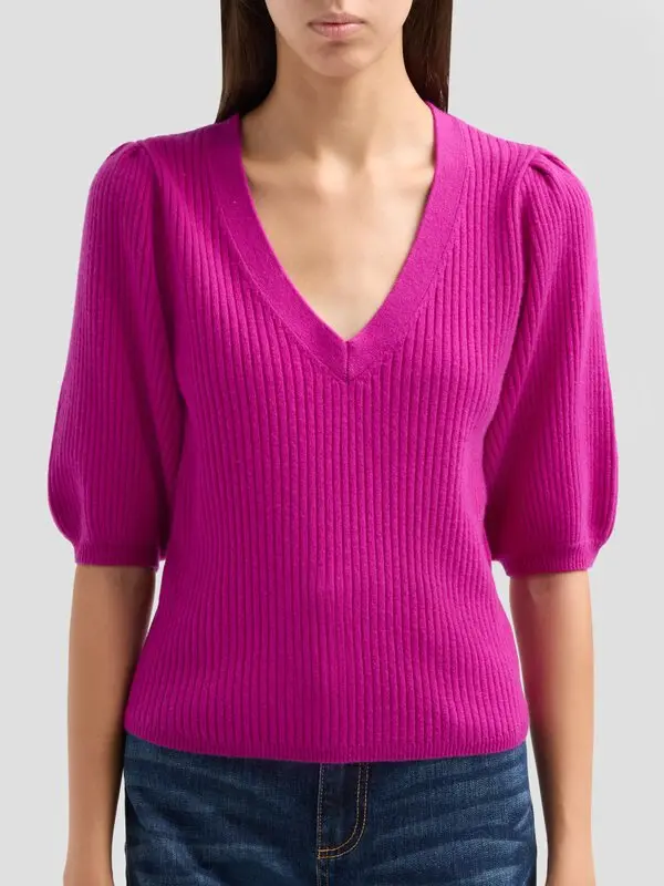 Ramy Brook Cassidee Cashmere V-neck Sweater - Raspberry