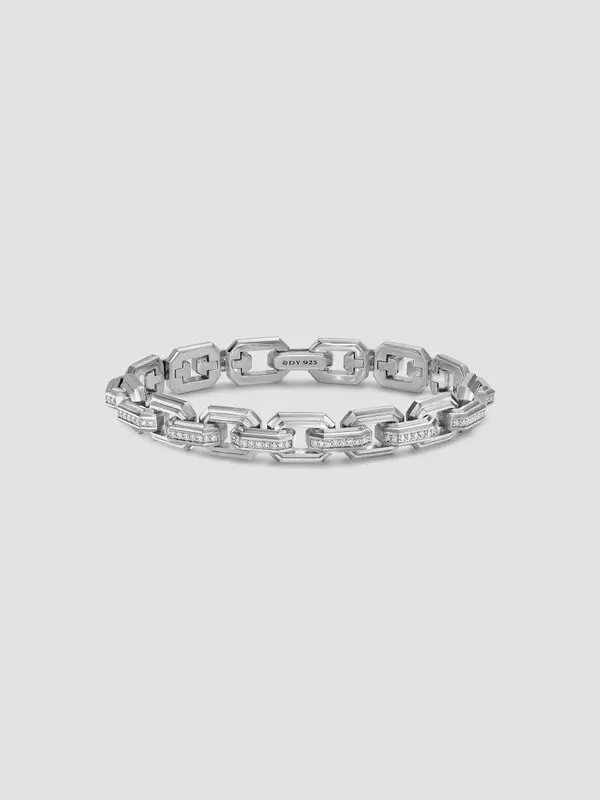 David Yurman Faceted Flat Link Bracelet In Sterling Silver