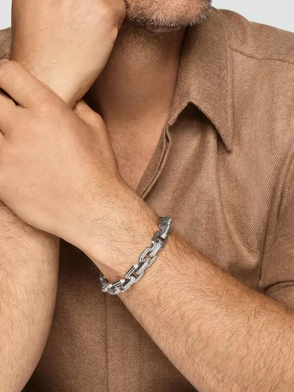 David Yurman Faceted Flat Link Bracelet In Sterling Silver