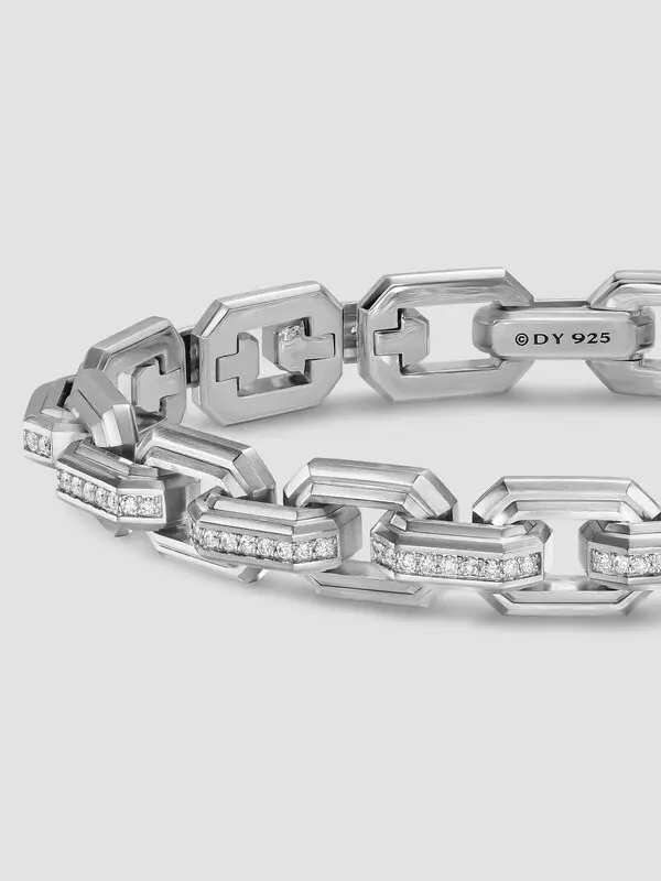 David Yurman Faceted Flat Link Bracelet In Sterling Silver