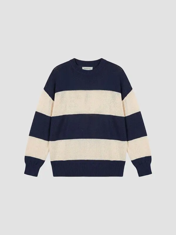 SEROYA Cassian Striped Linen-cotton Blend Sweater